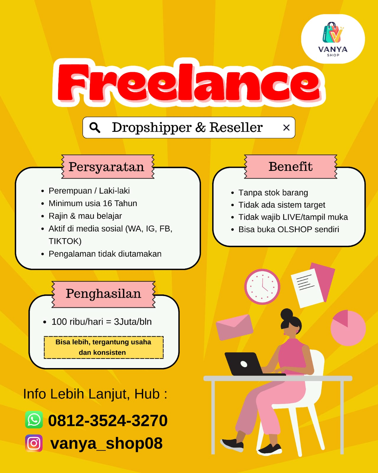 Loker Freelance Online 2025: Dropshipper & Reseller Vanya Shop - Kerja ...