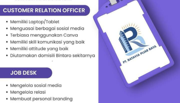 Lowongan Kerja Customer Relation Officer PT Batavia Pijar Raya ...