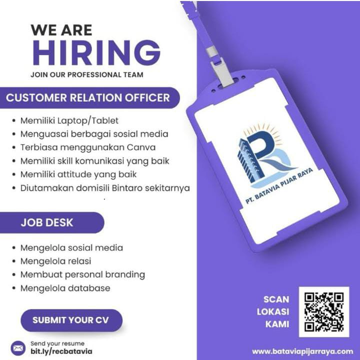 Lowongan Kerja Customer Relation Officer PT Batavia Pijar Raya ...