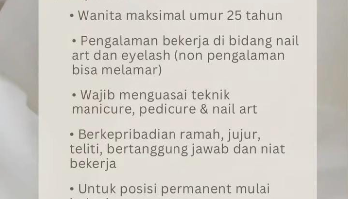 Lowongan Kerja Eyelash & Nail Therapist di Tangcity Mall – Loker ...