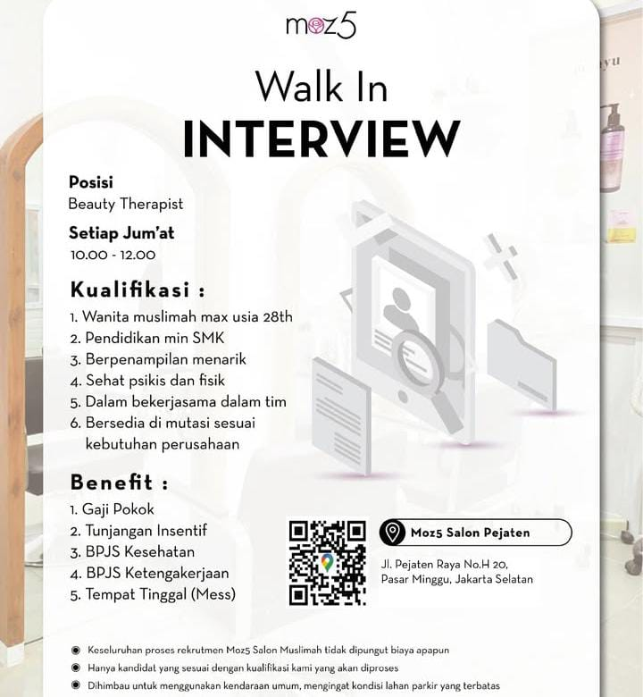 Lowongan Kerja Beauty Therapist Moz5 Salon Muslimah Jakarta Selatan ...