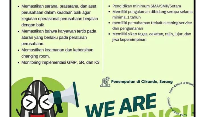 Lowongan Kerja Safety Patrol ADNA Group Penempatan Cikande Serang 2026 ...