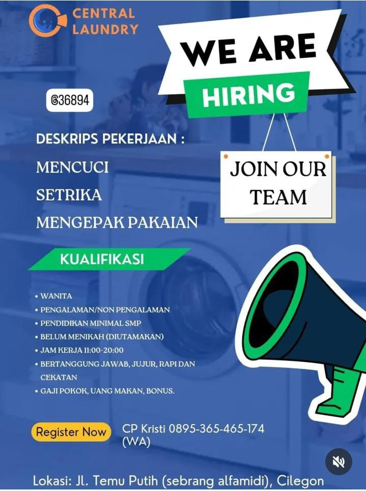 Lowongan Kerja Staff Operasional Central Laundry Cilegon 2026 – Terbuka ...