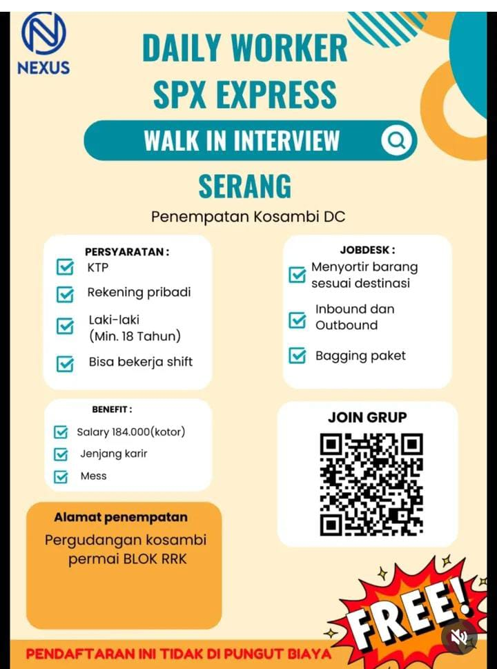 Lowongan Kerja Daily Worker SPX Express Serang Penempatan Kosambi DC ...