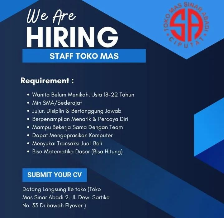 Lowongan Kerja Staff Toko Mas Sinar Abadi Ciputat Terbaru 2026 ...