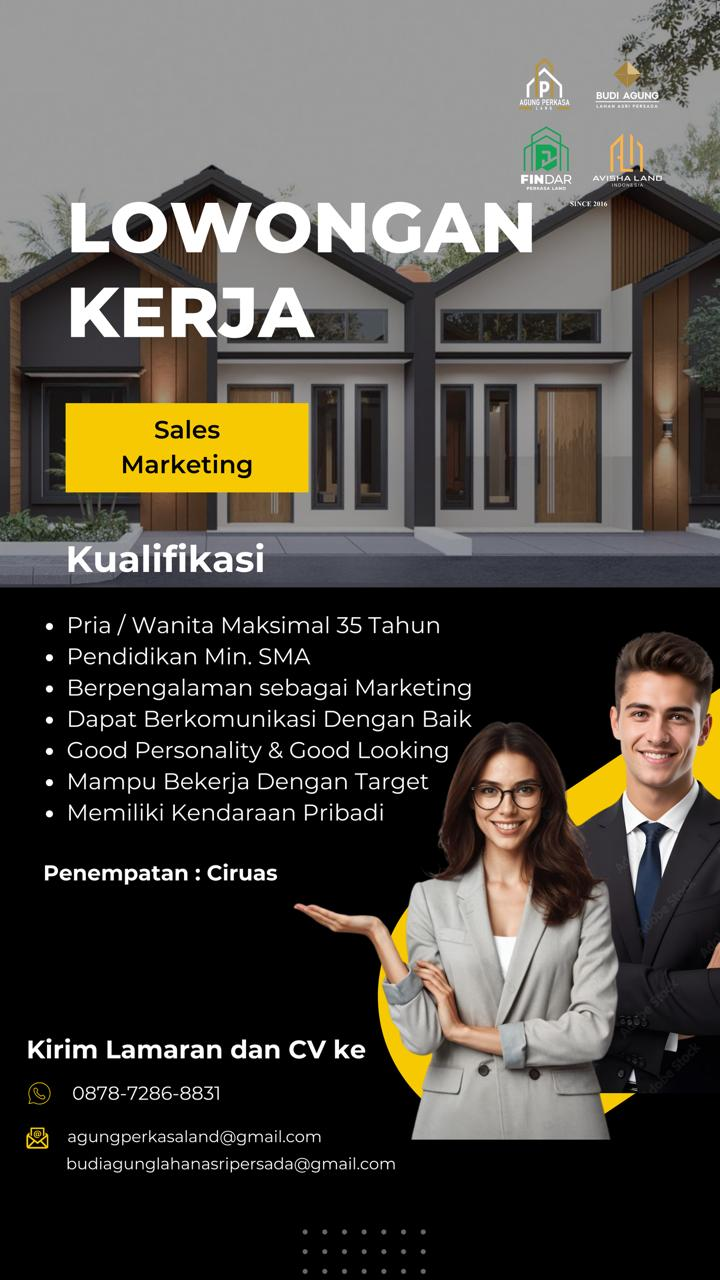 Lowongan Kerja Agung Perkasa Land Ciruas 2026: Supervisor & Sales ...