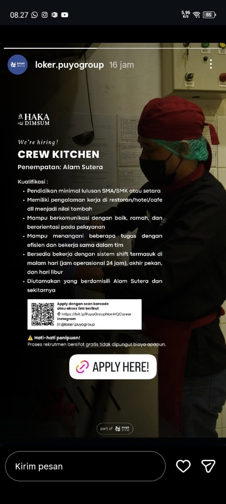 Lowongan Kerja Haka Dimsum Alam Sutera Terbaru 2026: Posisi Crew ...