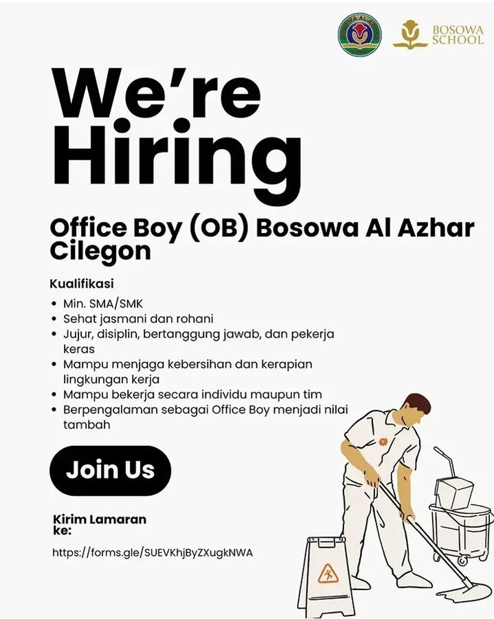Lowongan Kerja Office Boy (OB) Bosowa Al Azhar Cilegon Terbaru 2026 ...